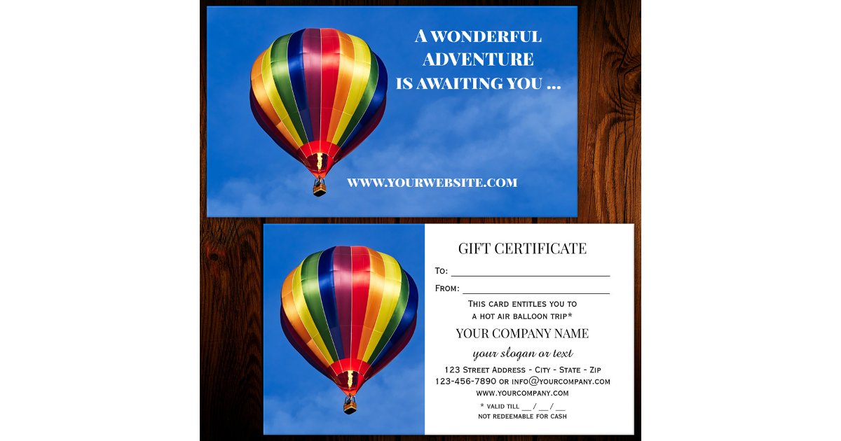 Hot Air Balloon Ride Gift Certificate Template | Zazzle