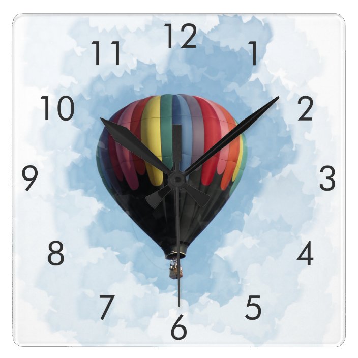 Hot Air Balloon Square Clock | Zazzle.com