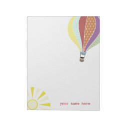 Hot Air Balloon & Sun Personalized Notepad | Zazzle