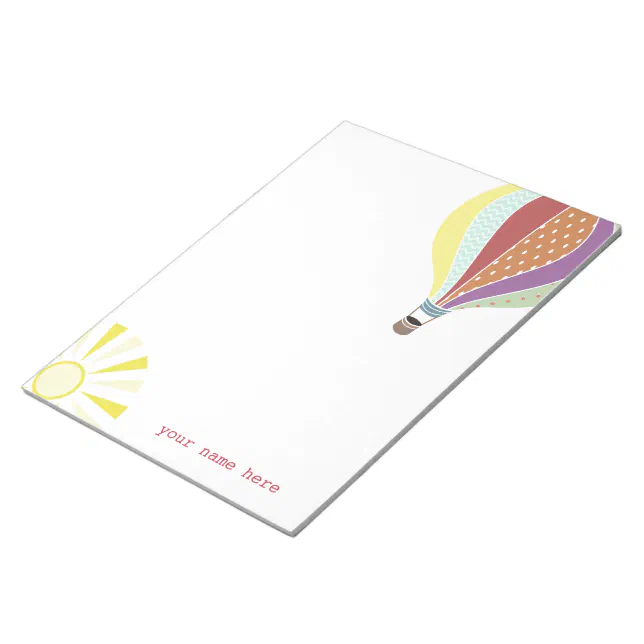 Hot Air Balloon & Sun Personalized Notepad | Zazzle