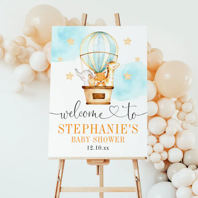 Hot Air Balloon Up Up and Away Welcome Sign | Zazzle