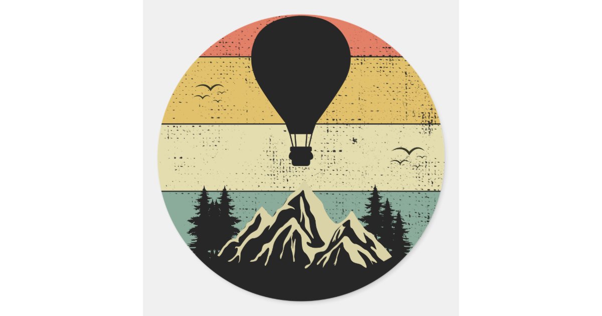 Hot Air Ballooning Hopper Balloon Vintage Retro Classic Round Sticker ...