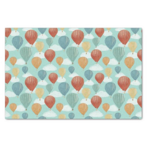 Hot Air Balloons and White Clouds Patterned Tissue Paper | Zazzle
