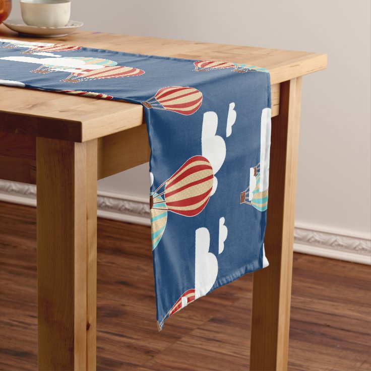 Hot Air Balloons & Clouds Adventure Long Table Runner | Zazzle