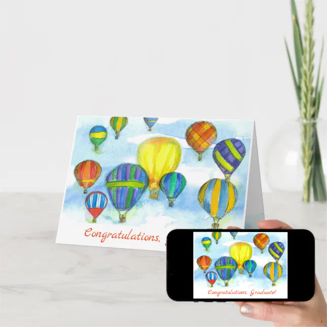 Hot Air Balloons Graduation Congratulations Card | Zazzle