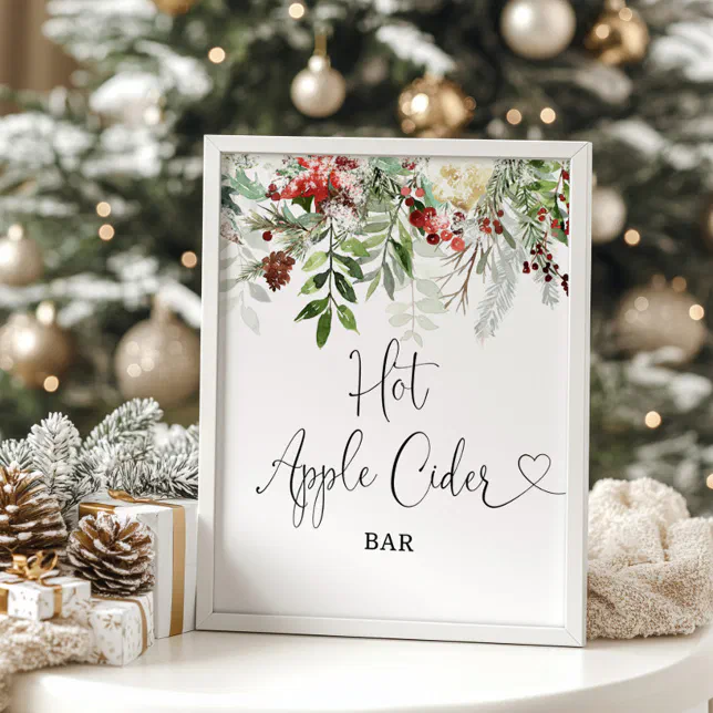 Hot Apple Cider bar winter evergreen Poster | Zazzle