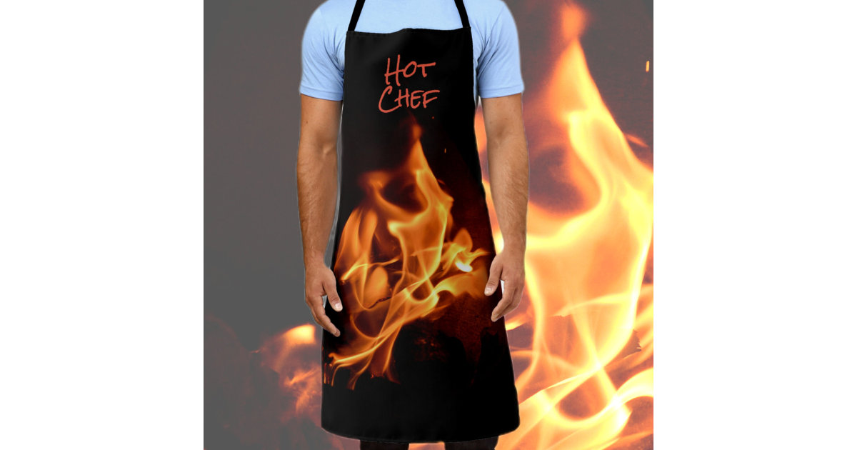 Hot Chef Blazing Flames Apron | Zazzle
