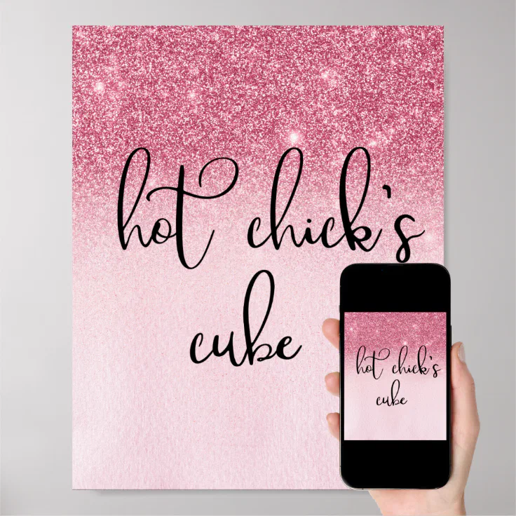 Hot Chick's Cube Pink Cubicle Funny Office Desk Poster | Zazzle