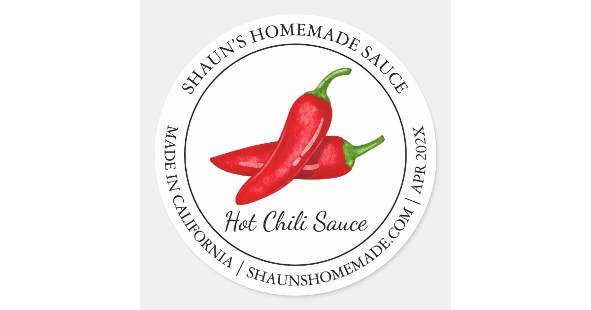 Hot Chili Sauce Modern label | Zazzle