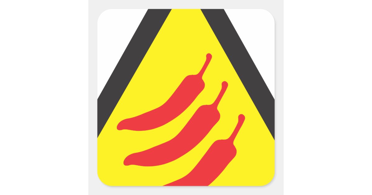 Hot Chilli Pepper Three Warning Sign Square Sticker | Zazzle.com