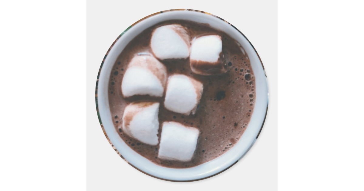 Hot chocolate and marshmallows cocoa classic round sticker | Zazzle