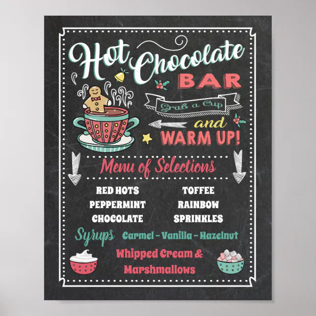 Hot Chocolate Bar Menu Party Poster Sign | Zazzle