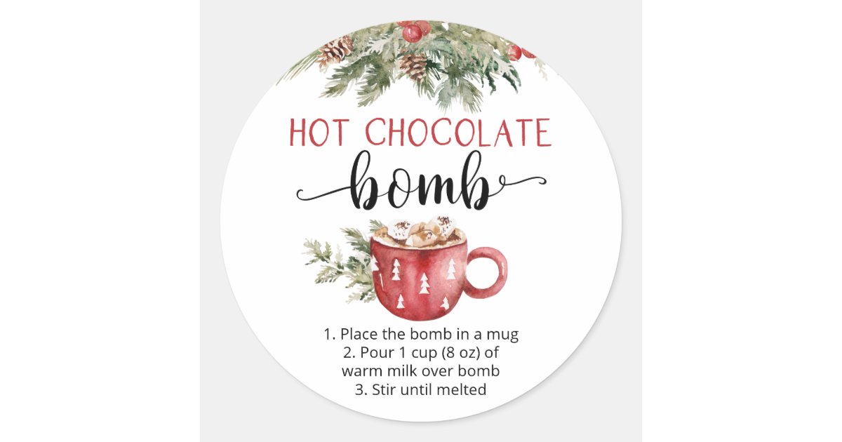 Hot chocolate bomb cute watercolor classic round sticker | Zazzle