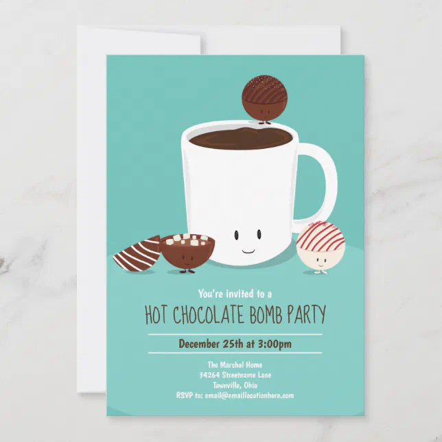 Hot Chocolate Bomb Hot Cocoa Party Invitation | Zazzle