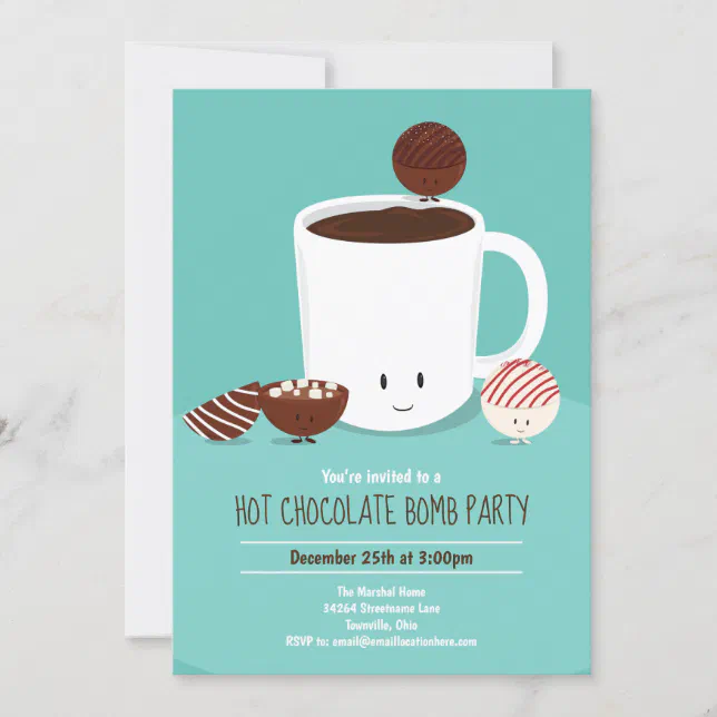 Hot Chocolate Bomb Hot Cocoa Party Invitation | Zazzle