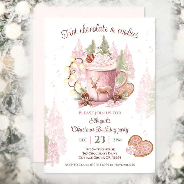 Hot Chocolate Christmas Birthday Party Invitation | Zazzle