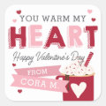 Hot Chocolate Classroom Valentines Day Square Sticker | Zazzle