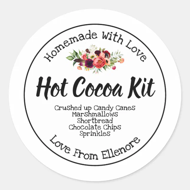 Hot Chocolate Cocoa Kit Jar Label | Zazzle