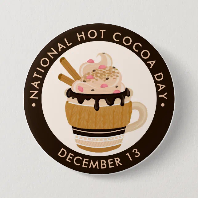 Hot Chocolate with whipped cream Button | Zazzle