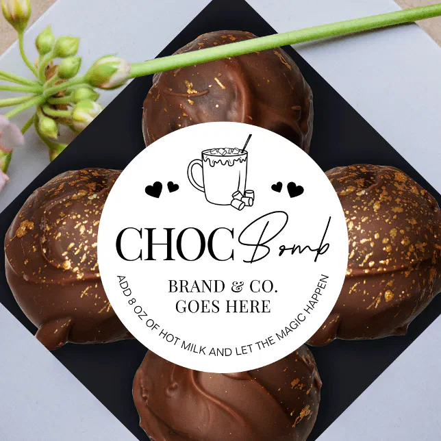 Hot Cocoa Chocolate Bomb Instructions Minimal Logo Classic Round ...