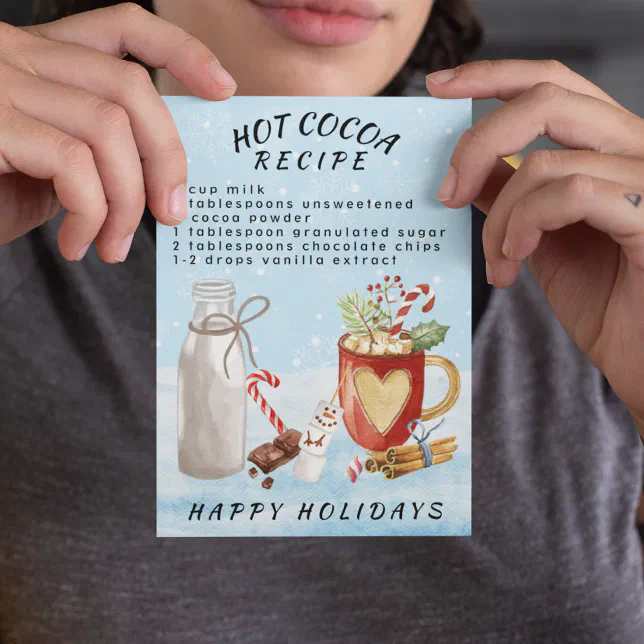 Hot Cocoa Chocolate Recipe Christmas Postcard | Zazzle