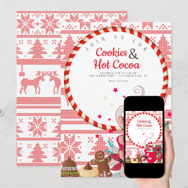 Hot Cocoa & Cookies Christmas Holiday Party Invitation | Zazzle