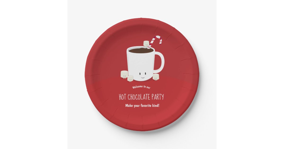 Hot Cocoa Hot Chocolate Fun Christmas Party Paper Plates | Zazzle
