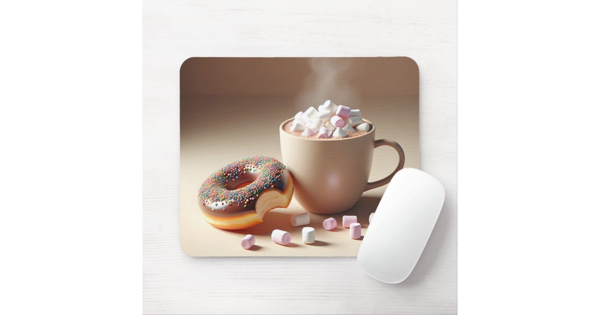 Hot Cocoa With Donut Mouse Pad | Zazzle