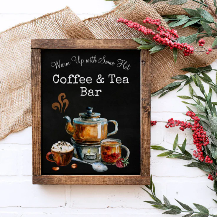 Hot Coffee and Tea Bar Sign | Zazzle