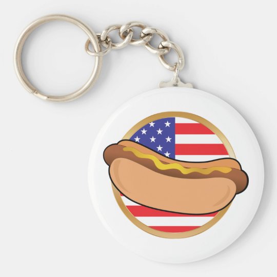Hot Dog American Flag Keychain | Zazzle.com