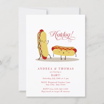 Hot dog | BBQ | Couples Baby Shower Invitation | Zazzle