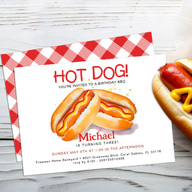Hot Dog Birthday Party Invitation | Zazzle