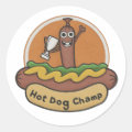 Hot Dog Champ Weiner Trophy Cute Foodie Classic Round Sticker | Zazzle