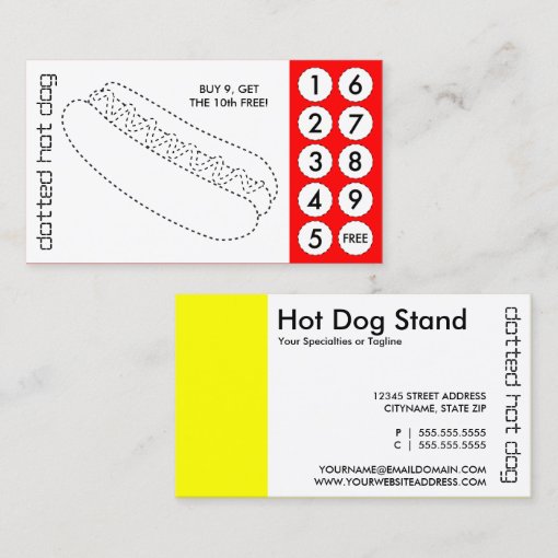 hot dog cut out punch cards | Zazzle