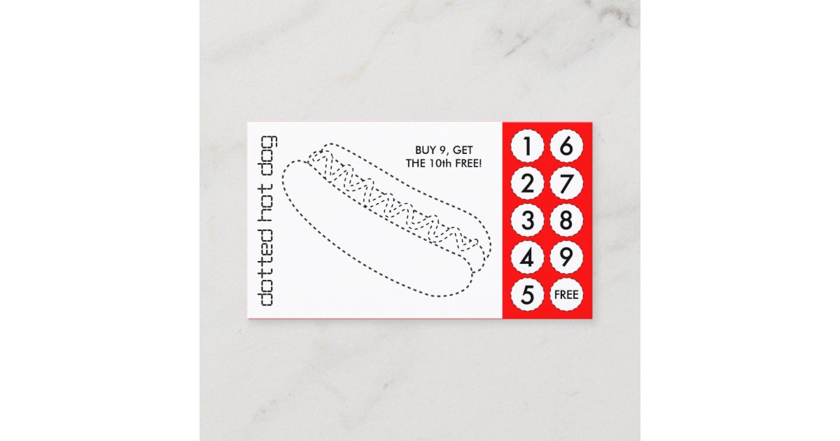 hot dog cut out punch cards | Zazzle