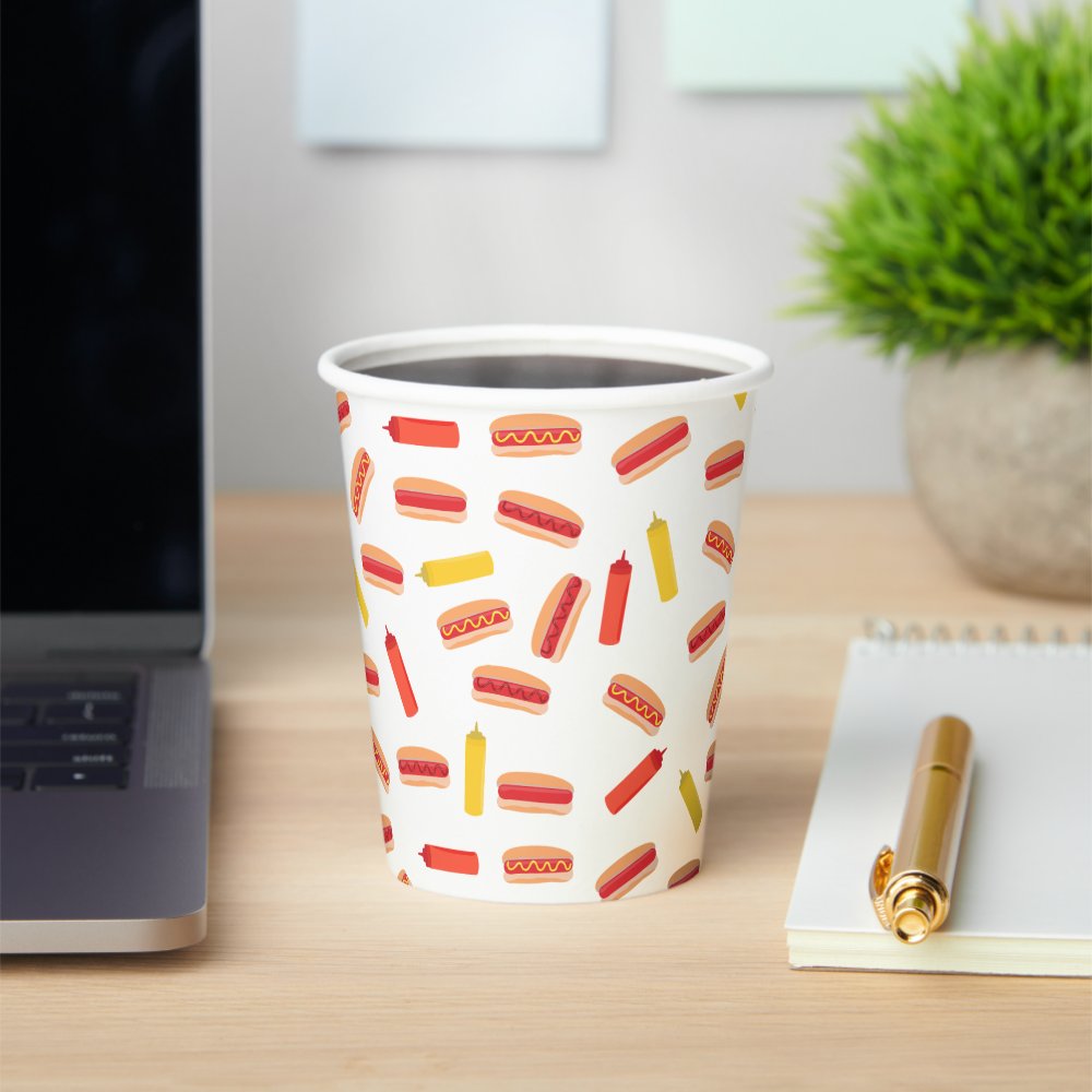Hot Dog Fast Food BBQ Pattern Paper Cups