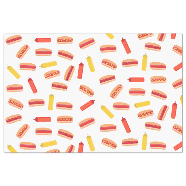 Hot Dog Fast Food BBQ Pattern Tissue Paper | Zazzle
