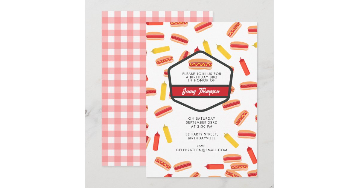 Hot Dog Fast Food Birthday Party BBQ Invitation | Zazzle