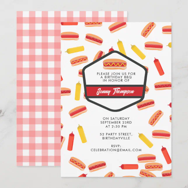 Hot Dog Fast Food Birthday Party BBQ Invitation | Zazzle