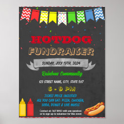 Hot dog Fundraiser event template Poster | Zazzle