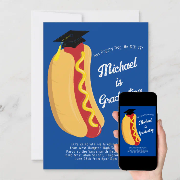Hot Dog Graduation Party Invitation | Zazzle