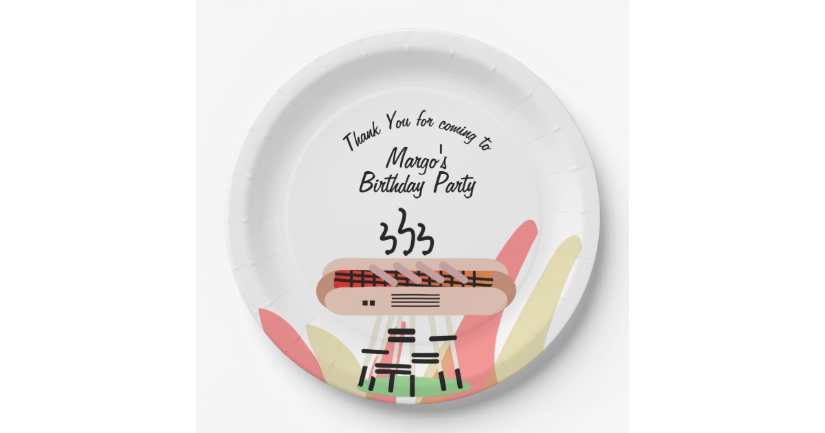 Hot Dog Grilling Birthday Party Cookout Paper Plates | Zazzle
