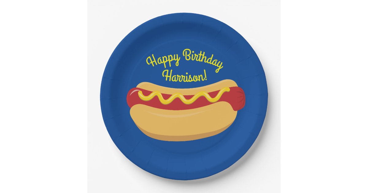 Hot Dog Kids Birthday Party Cook Out Cute Paper Plates | Zazzle