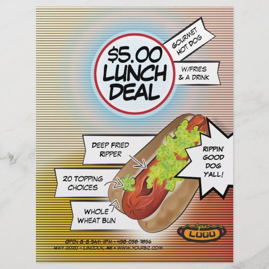 Hot Dog Lunch Deal Flyer | Zazzle.com