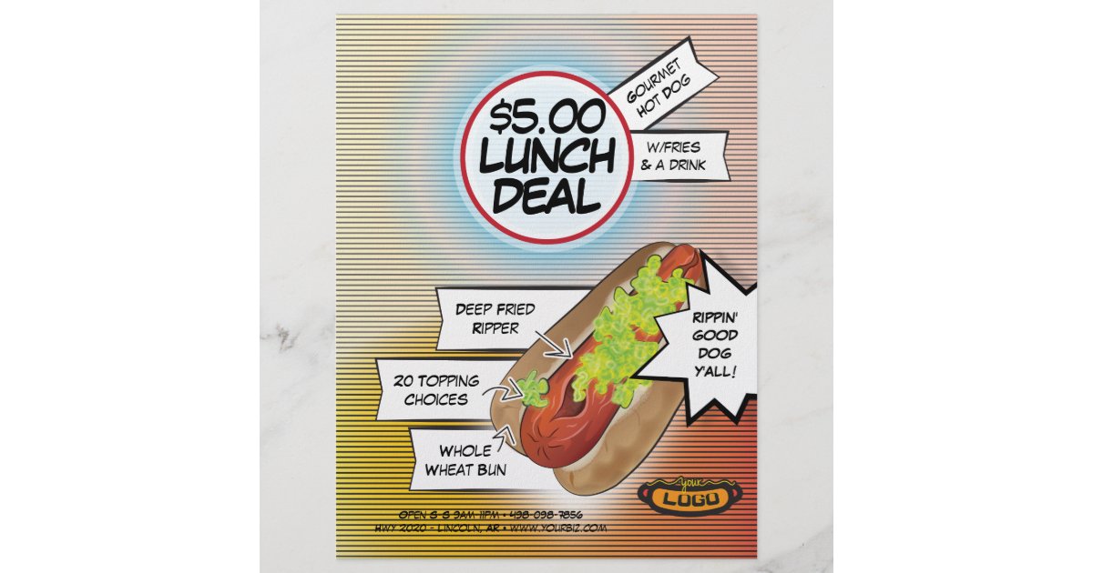 Hot Dog Lunch Deal Flyer Zazzle hot-dog-lunch-deal-flyer-zazzle