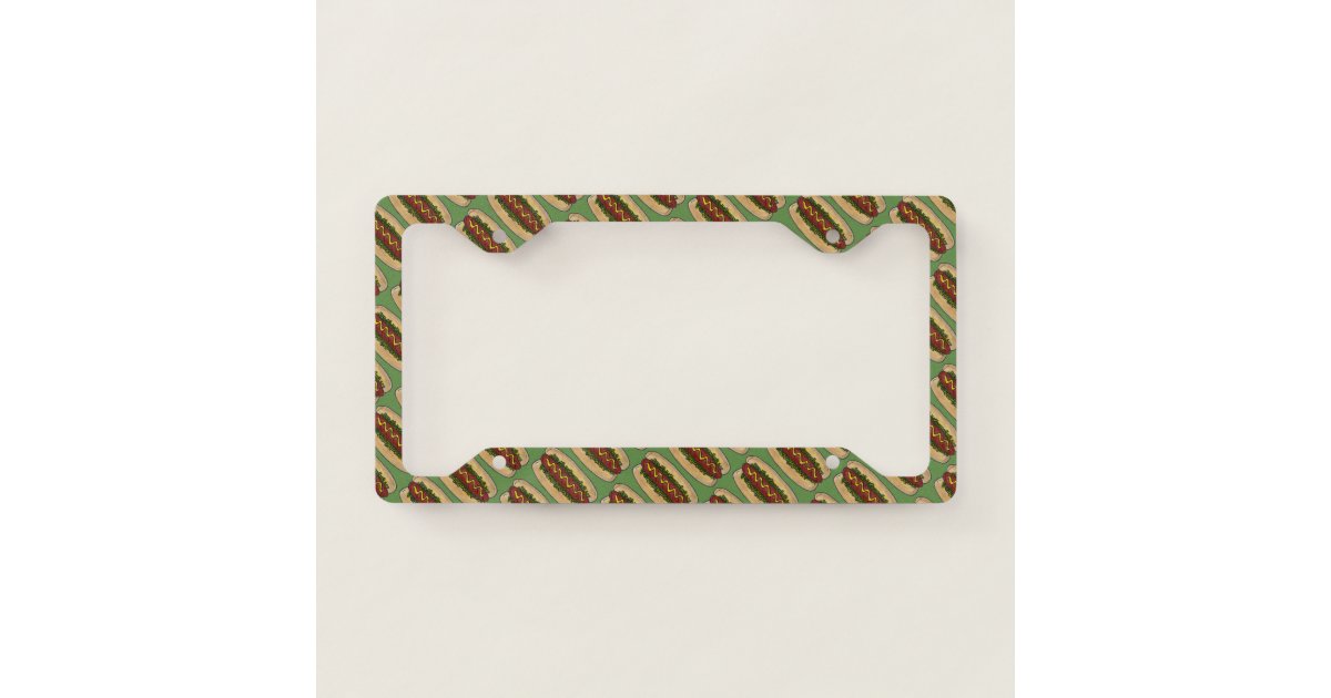 Hot Dog Mustard Relish Frankfurter Fast Food License Plate Frame | Zazzle