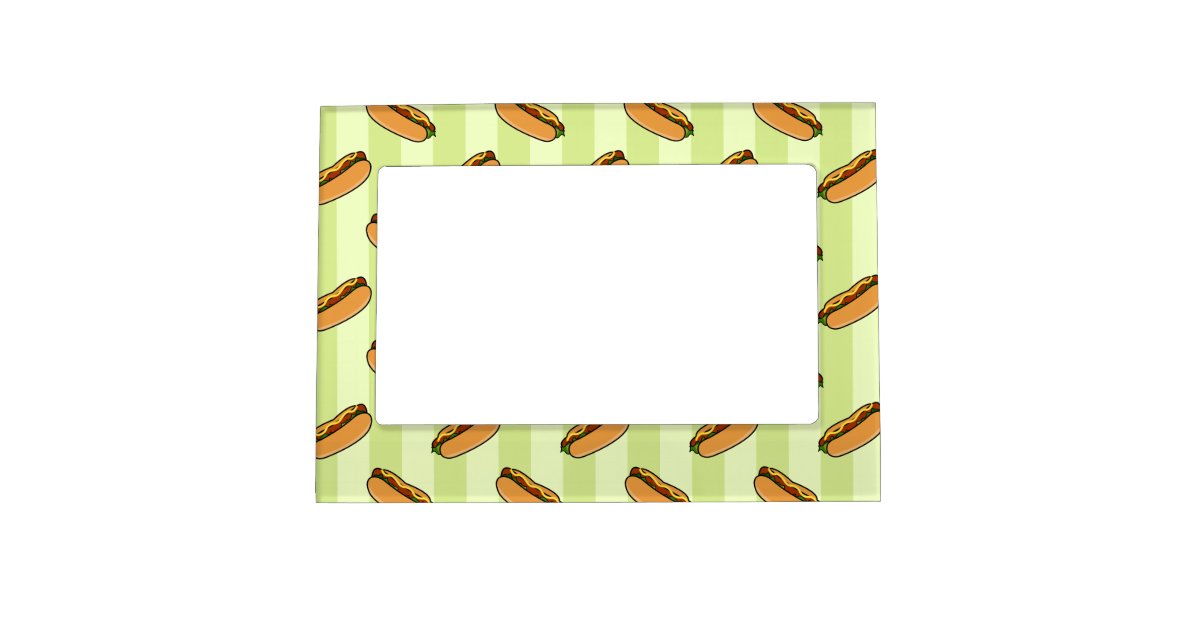 Hot Dog Pattern Magnetic Frame | Zazzle
