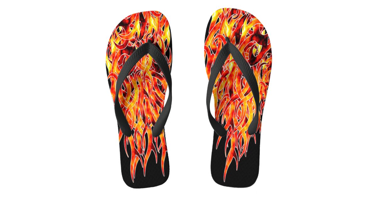 "Hot Foot" Flame Design Flip Flops | Zazzle