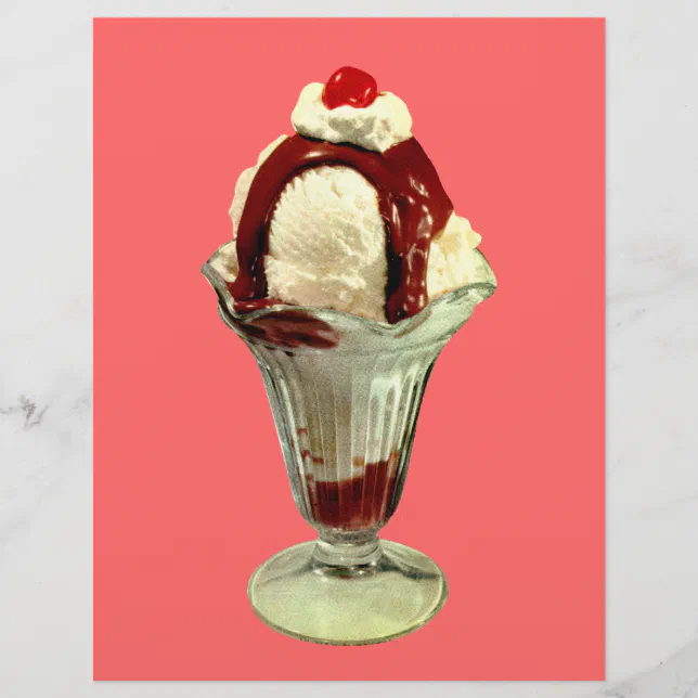 Hot Fudge Sundae Retro Ice Cream Flyer | Zazzle