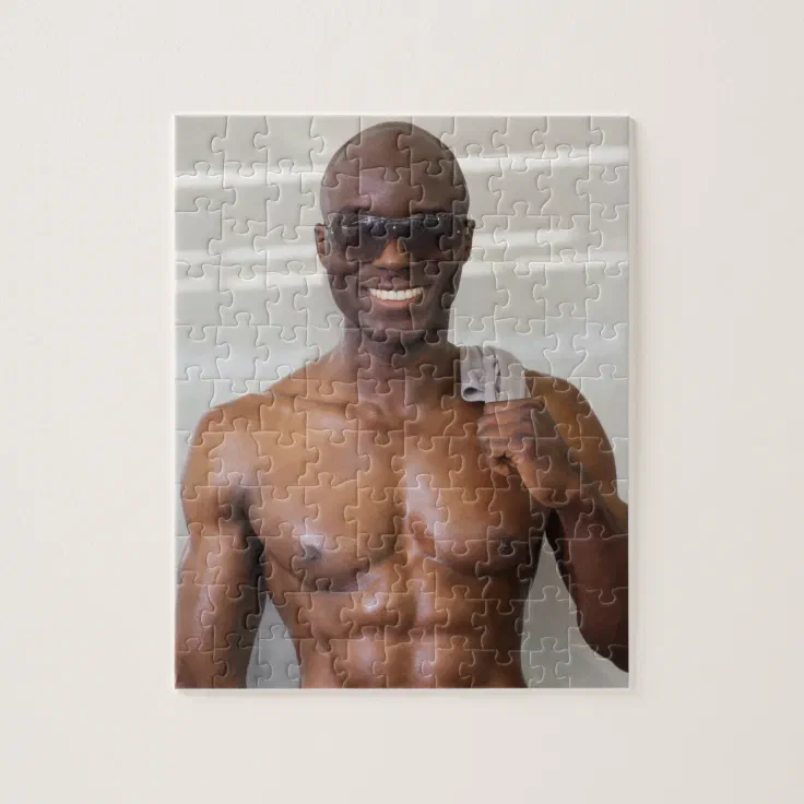 Hot Guy Sexy Sunglasses Shirtless Muscle Man Hunk Jigsaw Puzzle | Zazzle